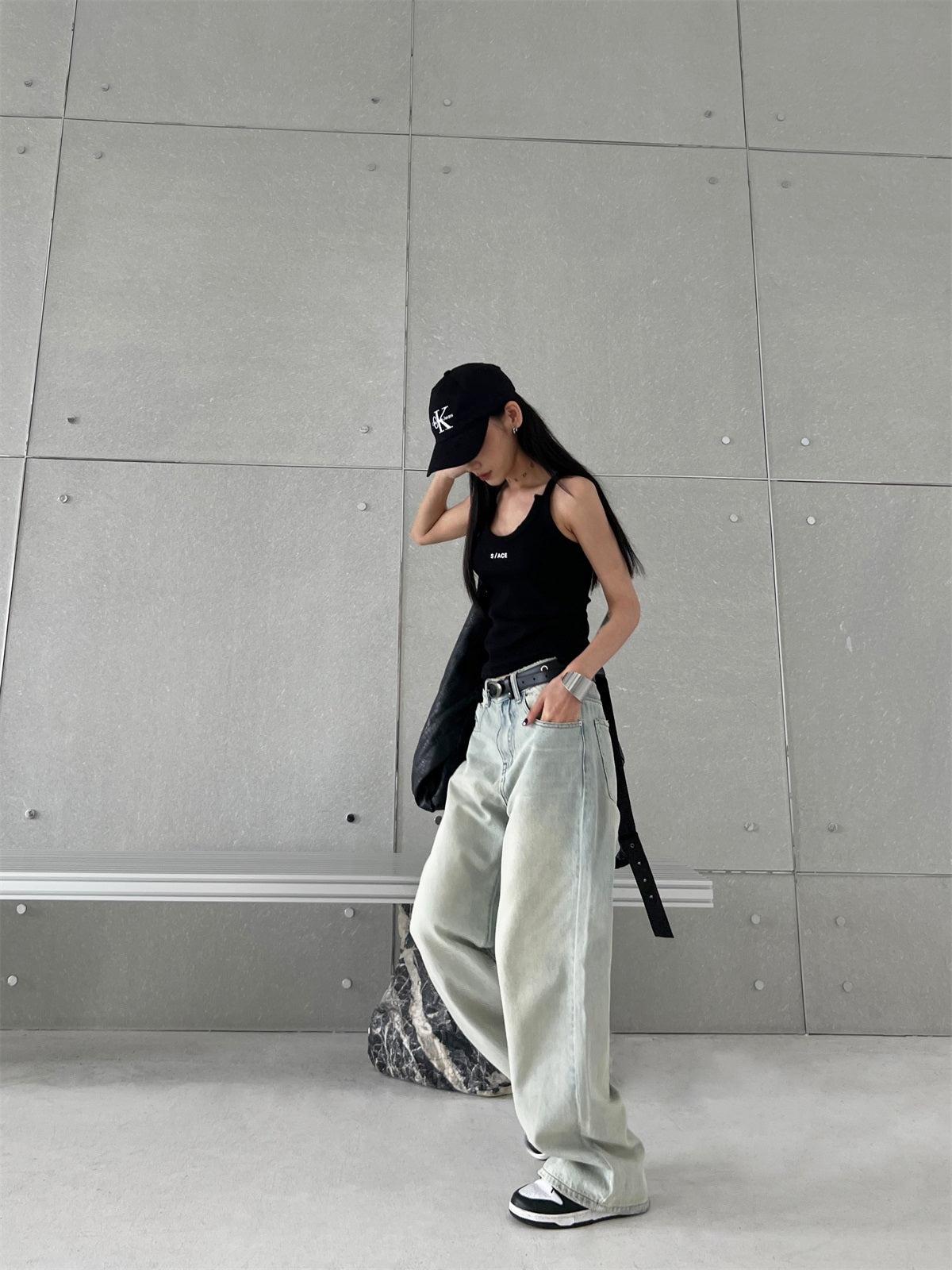 Ace Subtle Whiskers Faded Loose Jeans